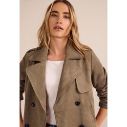 Lederimitatjacke Street One, Damen, Gr. 44, cinnamon braun, Stoff, Obermaterial: 92% Polyester, 8% Elasthan. Futter: 100% Polyester, unifarben, comfort fit kurz, V-Ausschnitt, normaler Saum, Jacken, in Velours-Optik