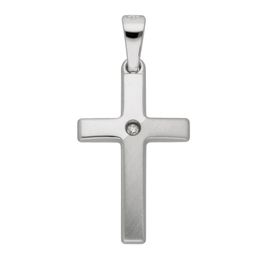 Adelia&acute;s Kettenanh&auml;nger ADELIA&acute;S "585 Wei&szlig;gold Kreuz Anh&auml;nger", silber, Schmuckanh&auml;nger, Damen, 0,01 VVS = sehr sehr kleine Einschl&uuml;sse mit Brillant, Gold, Kettenanh&auml;nger, mit Diamant / Brillant Goldschmuck f&uuml;r Damen & Herren