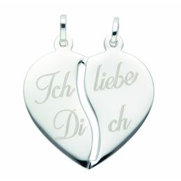 Adelia&acute;s Herzkette ADELIA&acute;S "Halskette - Herzkette mit Anh&auml;nger Herz aus 925 Silber", silber, Halsketten, Damen, Silber 925 (Sterlingsilber), Herzkette, Schmuckset mit bis 45 cm stufenlos verstellbarer 925 Silber Halskette