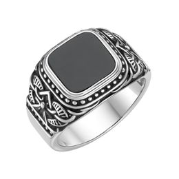 Silberring "Siegelring mit schwarzer Achat-Einlage, Silber 925" Gr. 66, schwarz, Giorgio Martello MILANO, Fingerringe, Herren, 66, Silber 925 (Sterlingsilber), Silberring