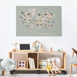 Bilderwelten Akustikbild | Wandbild schallabsorbierend - Niedliche Kinder Weltkarte