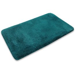 Badematte HOMIE LIVING "Porto Azzurro", blau (petrol gr&uuml;n), H:30mm, Polyester, Badematten, Badematte, Badteppich, uni, rechteckig & rund, waschbar, Badezimmerteppich