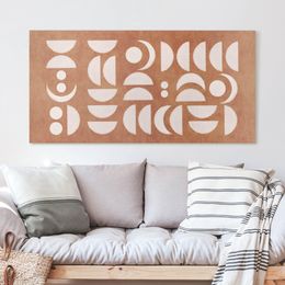 Bilderwelten Leinwandbild originell modern Kunstdruck braun - Abstrakte Monde terracotta - Wandbild XXL Wohnzimmer Schlafzimmer