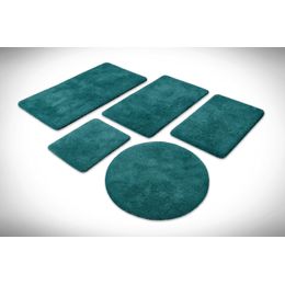 Badematte HOMIE LIVING "Porto Azzurro", blau (petrol gr&uuml;n), H:30mm, Polyester, Badematten, Badematte, Badteppich, uni, rechteckig & rund, waschbar, Badezimmerteppich