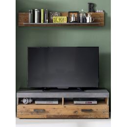 Wohnwand Home Affaire "Ilana", graphit grau matera, old wood farben, B:139cm, Kastenm&ouml;bel-Sets, Wohnwand, Komplettset bestehend aus: TV-Unterteil und Wandboard