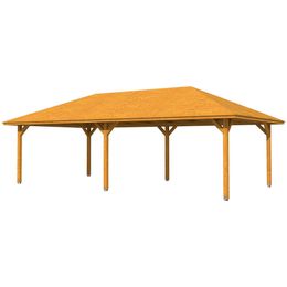Skan Holz Holzpavillon SKANHOLZ "Orleans 3", braun (eiche hell), B/H/T: 344cm, Pavillons, Leimholz, 424 x 836 cm