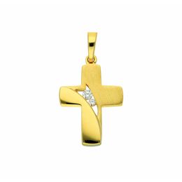 Adelia&acute;s Kreuzkette ADELIA&acute;S "Halskette - Kreuzkette mit Kreuz Anh&auml;nger mit Zirkonia aus 333", gold, Halsketten, Damen, Gelbgold 333 Gold, Gelbgold 333, Gold, Kreuzkette, Schmuckset mit bis 45 cm stufenlos verstellbarer 925 Silber Halskette