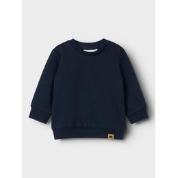 Sweatshirt name it "NBNTAKKI f&uuml;r M&auml;dchen und Jungen mit Druckknopf und Stretch", M&auml;dchen, Gr. 68, blau (schwarz sapphire), Sweatware, Obermaterial: 95% Baumwolle, 5% Elasthan, unifarben, normal normal, Rundhals, Rippb&uuml;ndchen, Sweatshirts Sweatshirt, unifarben, casual, regular fit, Baumwollmix, Rundhals
