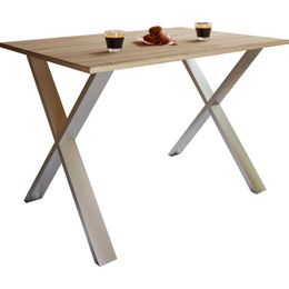 Esstisch Vcm "Premium Holz Esstisch K&uuml;chentisch Xona X 110x80", braun (silber, sonoma, eiche), B:110cm T:80cm, Tische, Esstisch