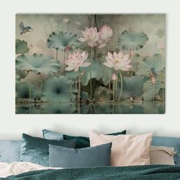 Bilderwelten Akustikbild | Wandbild schallabsorbierend - Lotusbl&uuml;tenteich