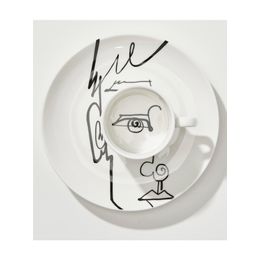 Geschirr-Set, schwarz-wei&szlig; (wei&szlig;, schwarz), Porzellan, Geschirr-Sets, Geschirr-Set