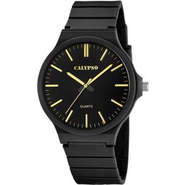 Quarzuhr Calypso Watches "Street Style", schwarz, schwarz, goldfarben, Armbanduhren, Herren, Quarzuhr, Armbanduhr, Herrenuhr, Silikonarmband, analog