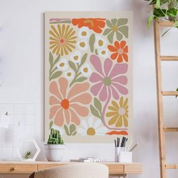 Bilderwelten Akustikbild | Wandbild schallabsorbierend - Flower Power Orange Pink
