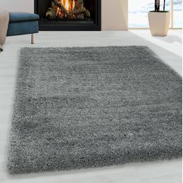 Hochflor-Teppich Ayyildiz Teppiche "FLUFFY 3500", grau (hellgrau), B:80cm H:50mm L:250cm, Polypropylen (PP), Teppiche, Langflor, Shaggy, uni, robust, auch in rund erh&auml;ltlich, Wohnzimmer