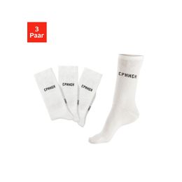 Basicsocken Copenhagen Studios, Damen, Gr. 35-38, wei&szlig; (3x sanftes wei&szlig;), Baumwollmischung, unifarben, elastisch, Socken, mit Rippstruktur und Stickerei