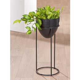 &Uuml;bertopf Gilde "Labyrinth", schwarz, B:23,5cm H:57cm T:23,5cm, Metall, Pflanzgef&auml;&szlig;e