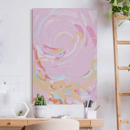 Bilderwelten Akustikbild | Wandbild schallabsorbierend - Pastellwirbel in Pink und Gelb