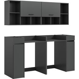Badm&ouml;bel-Set Welltime "FALAS, 6-teilig, Hauswirtschaftsraum Set, Breite 190 cm", anthrazit nb, B:190cm H:195cm T:68cm, Holzwerkstoff, Kastenm&ouml;bel-Sets, Badm&ouml;bel-Set, Kombination, Waschmaschinenumbau, Waschmaschinenschrank, W&auml;schekammer
