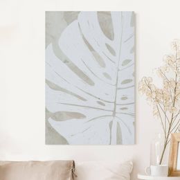 Bilderwelten Akustikbild | Wandbild schallabsorbierend - Monstera Silhouette auf Leinen