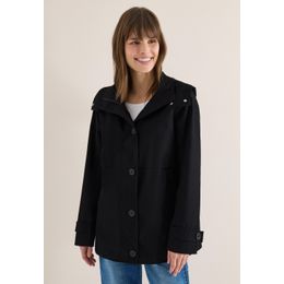 Regen- und Matschjacke Cecil, Damen, Gr. XXL (46), schwarz, Web, Obermaterial: 100% Baumwolle. Futter: 100% Polyester, unifarben, comfort fit normal, ohne Ausschnitt, B&uuml;ndchen, Jacken, mit Stehkragen