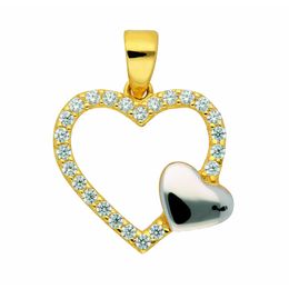 Adelia&acute;s Herzkette ADELIA&acute;S "Halskette - Herzkette mit Anh&auml;nger Herz mit Zirkonia aus 333", gold, Halsketten, Damen, Gelbgold 333 Gold, Gelbgold 333, Gold, Herzkette, Schmuckset mit bis 45 cm stufenlos verstellbarer 925 Silber Halskette