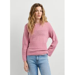Strickpullover Pepe Jeans "ALAYA", Damen, Gr. L, powder rose pink, Strick, Obermaterial: 100% Baumwolle, unifarben, h&uuml;ftbedeckend, Rundhals, Rippstrickb&uuml;ndchen, Pullover Strickpullover, im Strukturmix, reine Baumwolle