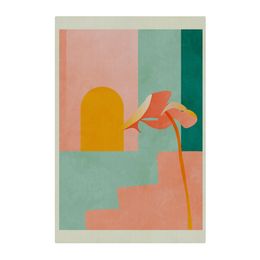 Bilderwelten Akustikbild | Wandbild schallabsorbierend - Blume und Treppe in Pastell