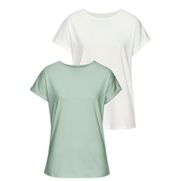 T-Shirt Vivance, Damen, Gr. 32/34, mint, sanftes wei&szlig;, Single Jersey, Obermaterial: 100% Baumwolle, unifarben, Basic, bequem normal, Rundhals, angeschnitten, Shirts T-Shirt, aus hochwertiger Bio-Baumwoll-Qualit&auml;t