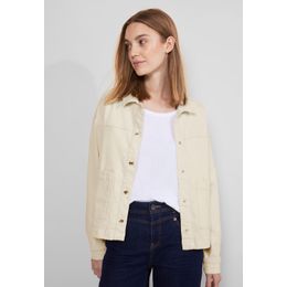 Jeansjacke Street One, Damen, Gr. 44, wei&szlig; (ecru washed), Jeans, 92% Baumwolle, 6% Elastomultiester, 2% Lyocell, unifarben, gerade h&uuml;ftlang, V-Ausschnitt, B&uuml;ndchen, Jacken Jeansjacke, im soften Baumwoll-Mix