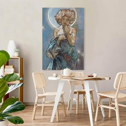 Bilderwelten Akustikbild | Wandbild schallabsorbierend - Alfons Mucha - Sterne - Der Mond