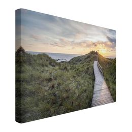 Bilderwelten Akustikbild | Wandbild schallabsorbierend - Amrum D&uuml;nenweg im Sonnenuntergang