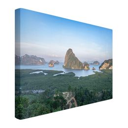 Bilderwelten Akustikbild | Wandbild schallabsorbierend - Thailand Felseninsel im Meer bei Sonnenuntergang