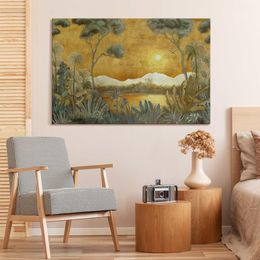 Bilderwelten Akustikbild | Wandbild schallabsorbierend - Tropische Landschaft bei Sonnenuntergang