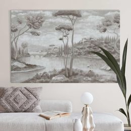 Bilderwelten Akustikbild | Wandbild schallabsorbierend - Idyllische Landschaft mit antikem Tempel