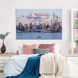 Bilderwelten Akustikbild | Wandbild schallabsorbierend - New York Skyline am Abend mit Sonnenuntergang