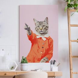 Bilderwelten Akustikbild | Wandbild schallabsorbierend - Katze mit Stil