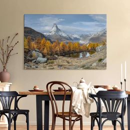 Bilderwelten Akustikbild | Wandbild schallabsorbierend - Schweiz Matterhorn im Herbst