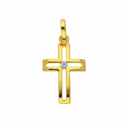 Adelia&acute;s Kreuzkette ADELIA&acute;S "Halskette - Kreuzkette mit Kreuz Anh&auml;nger mit Zirkonia aus 333", gold, Halsketten, Damen, Gelbgold 333 Gold, Gelbgold 333, Gold, Kreuzkette, Schmuckset mit bis 45 cm stufenlos verstellbarer 925 Silber Halskette
