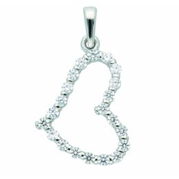 Adelia&acute;s Kette mit Anh&auml;nger ADELIA&acute;S "Damen 333 Wei&szlig;gold Anh&auml;nger Herz mit Zirkonia", silber, Halsketten, Damen, Gold, Schmuckset - Set mit Halskette