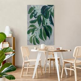 Bilderwelten Akustikbild | Wandbild schallabsorbierend - Bl&auml;tter und Bl&uuml;ten in Gouache