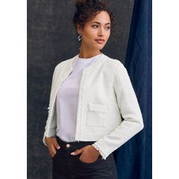 Kurzblazer Lascana, Damen, Gr. 40, creme, Boucl&eacute;, Obermaterial: 79% Polyester, 13% Polyacryl, 5% Polyamid, 2% Viskose, 1% Wolle. Futter: 100% Polyester, unifarben, figurbetont h&uuml;ftlang, Rundhals, leicht ausgefranste Kante, Blazer Kurzblazer