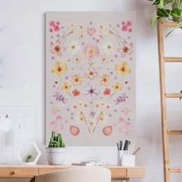 Bilderwelten Akustikbild | Wandbild schallabsorbierend - Gepresste Bl&uuml;ten auf Beige