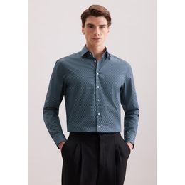 Businesshemd Seidensticker "Schwarze Rose", Herren, Gr. L41, normale &Auml;rmell&auml;ngen, gr&uuml;n, 100% Baumwolle, bedruckt, regular fit, 2-Knopf-Manschette, Hemden, Regular 1/1 Kentkragen Druck