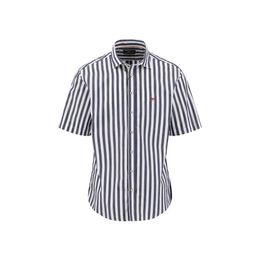 Kurzarmhemd Fynch-Hatton, Herren, Gr. S, N-Gr, blau (marine), Web, Obermaterial: 100% Baumwolle, gestreift, regular fit normal, ohne Ausschnitt, gerader Abschluss, Hemden, mit Logo Stickerei