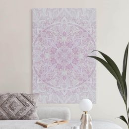 Bilderwelten Akustikbild | Wandbild schallabsorbierend - Mandala Aquarell Ornament rosa