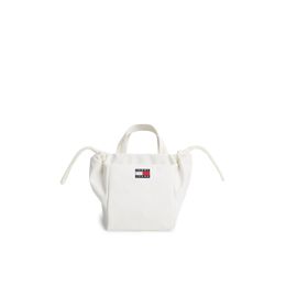 Tragetasche Tommy Jeans "TJW ESS DAILY MINI TOTE", Damen, Gr. B/H/T: 34cm x 18cm x 12cm, ivory, Textil, unifarben, Taschen, Damen Handtasche mit Kordelzug