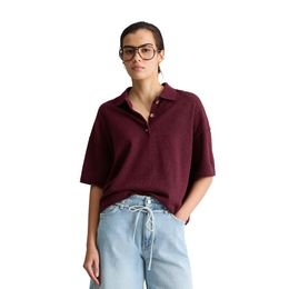 Marc O'Polo Poloshirt MARC O'POLO DENIM "aus Crinkled Organic Cotton-Mix", Damen, Gr. L, merlot rot, Obermaterial: 81% Baumwolle, 19% Polyamid, unifarben, regular fit, Shirts