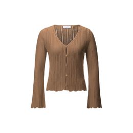 Strickjacke RICHROYAL, Damen, Gr. M, braun, Strick, Obermaterial: 100% Baumwolle, unifarben, regular fit taillenbedeckt, V-Ausschnitt, eingesetzt Strickbund, Strickjacken Strickjacke, Regular fit mit V-Ausschnitt