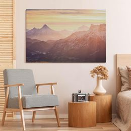 Bilderwelten Akustikbild | Wandbild schallabsorbierend - Berchtesgadener Alpen im Abendlicht