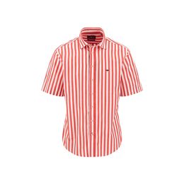 Kurzarmhemd Fynch-Hatton, Herren, Gr. XL, N-Gr, rot (tomato), Web, Obermaterial: 100% Baumwolle, gestreift, regular fit normal, ohne Ausschnitt, gerader Abschluss, Hemden, mit Logo Stickerei